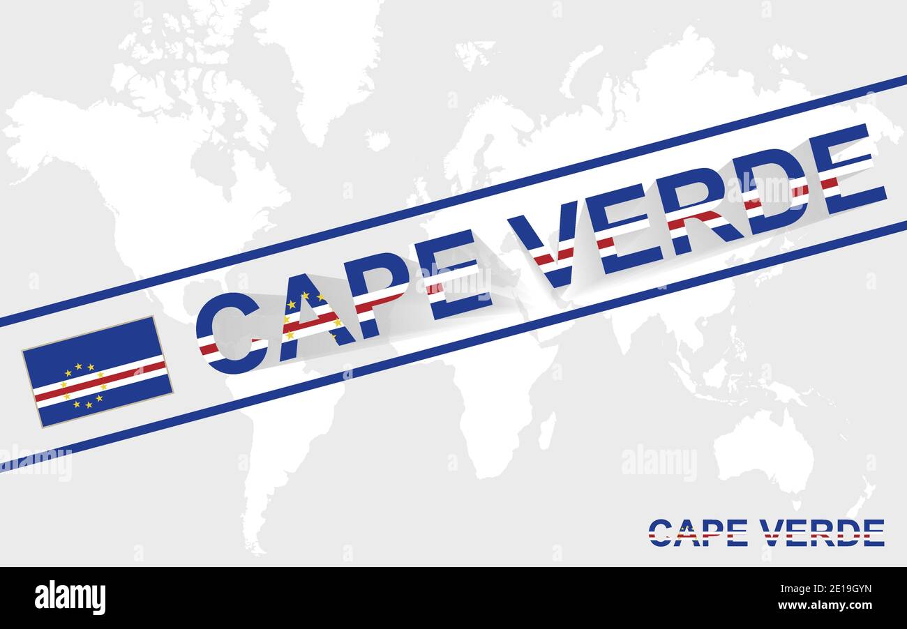 Cape Verde map flag and text illustration, on world map Stock Vector ...