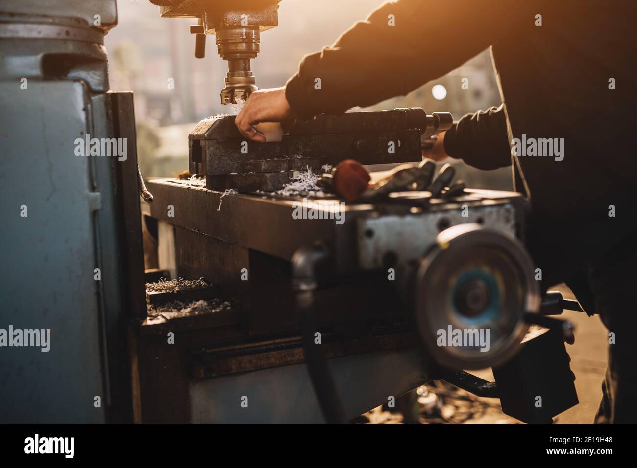Man using welding machine Stock Photo - Alamy