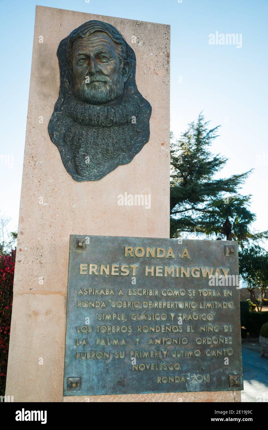 Monument to Ernest Hemingway in Ronda, Andalusia, Spain, Europe Stock ...