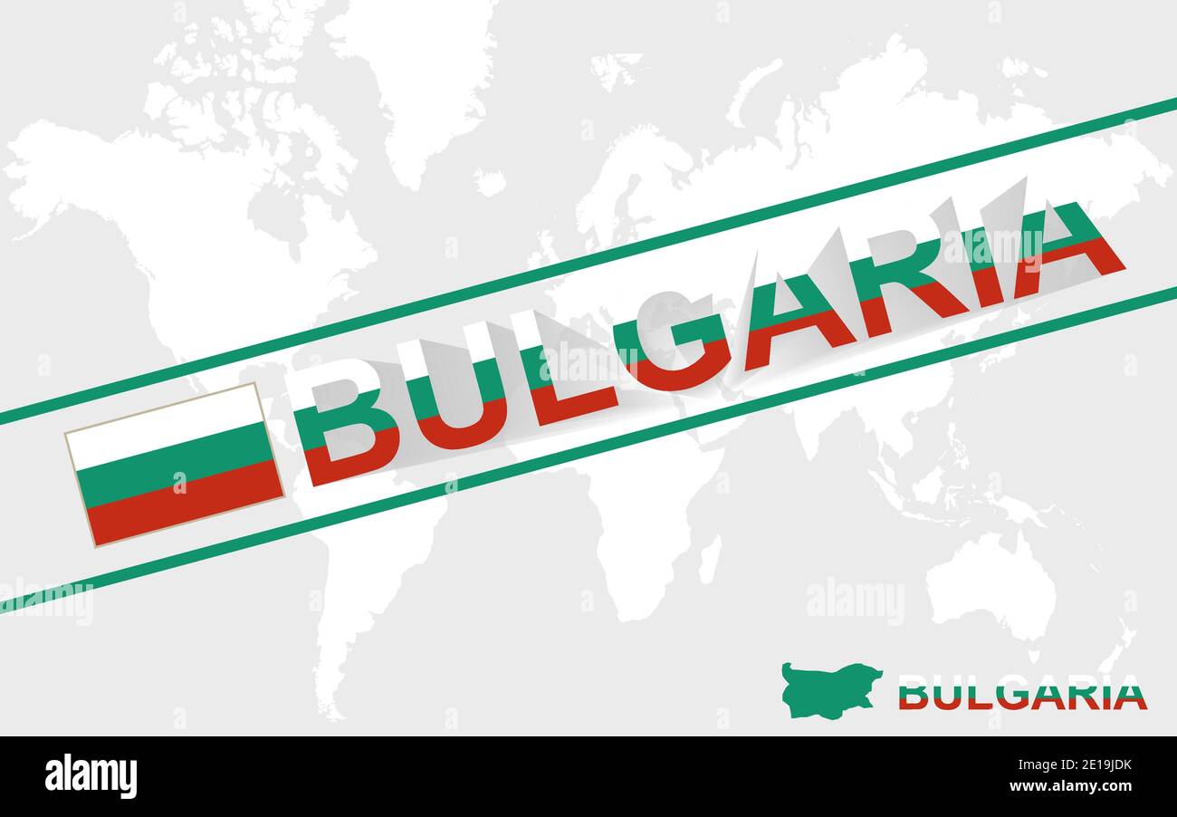 Bulgaria map flag and text illustration, on world map Stock Vector ...
