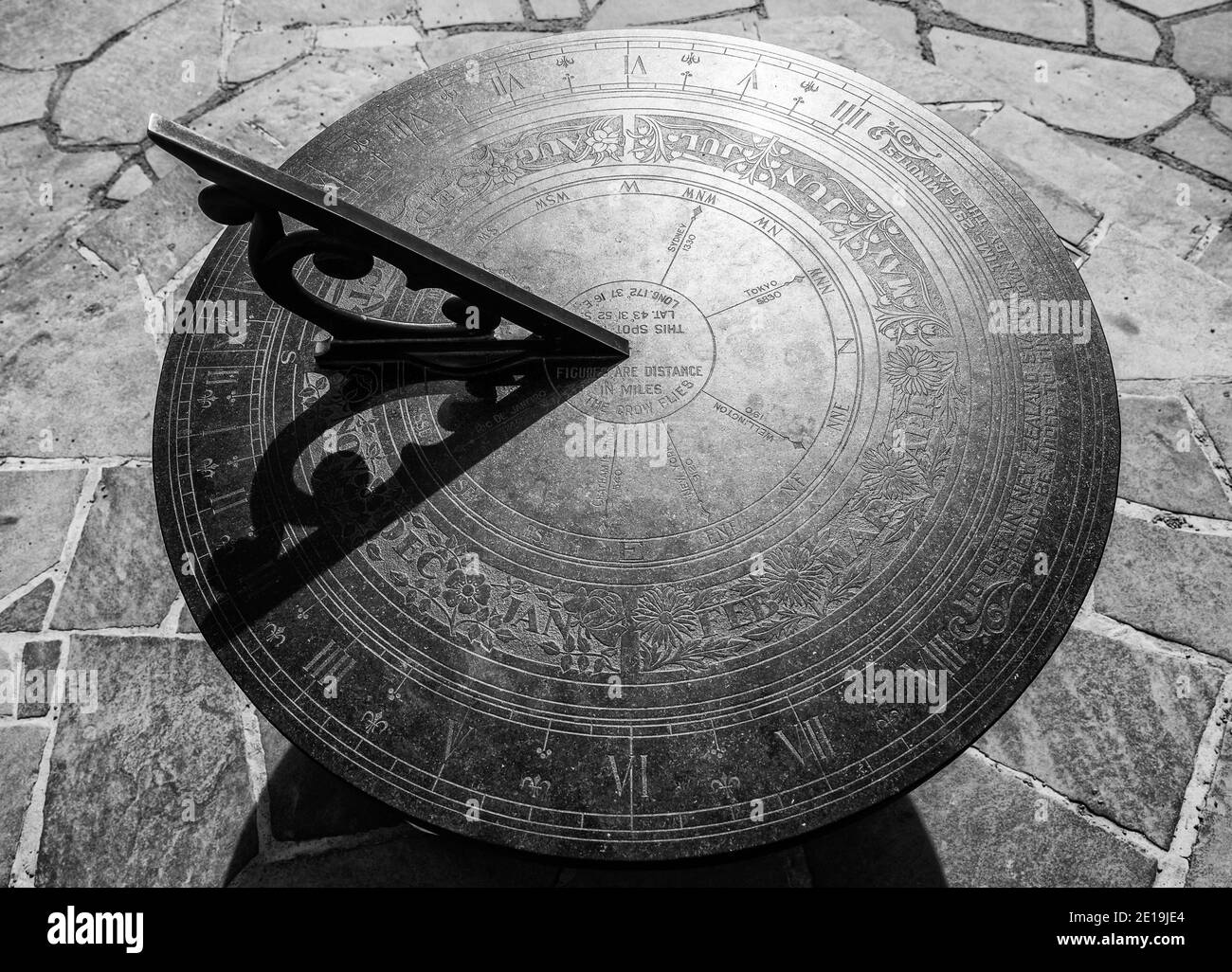 Rose sundial in rose garden Black and White Stock Photos & Images - Alamy