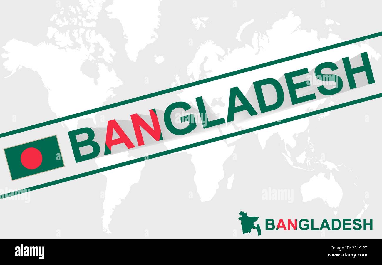 Bangladesh flag on map Stock Vector Images - Alamy