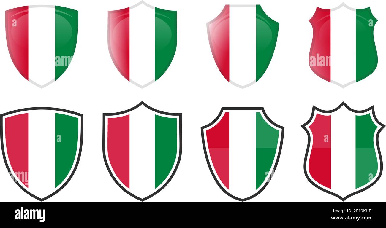 Vertical Hungary flag in shield shape, four 3d and simple versions ...