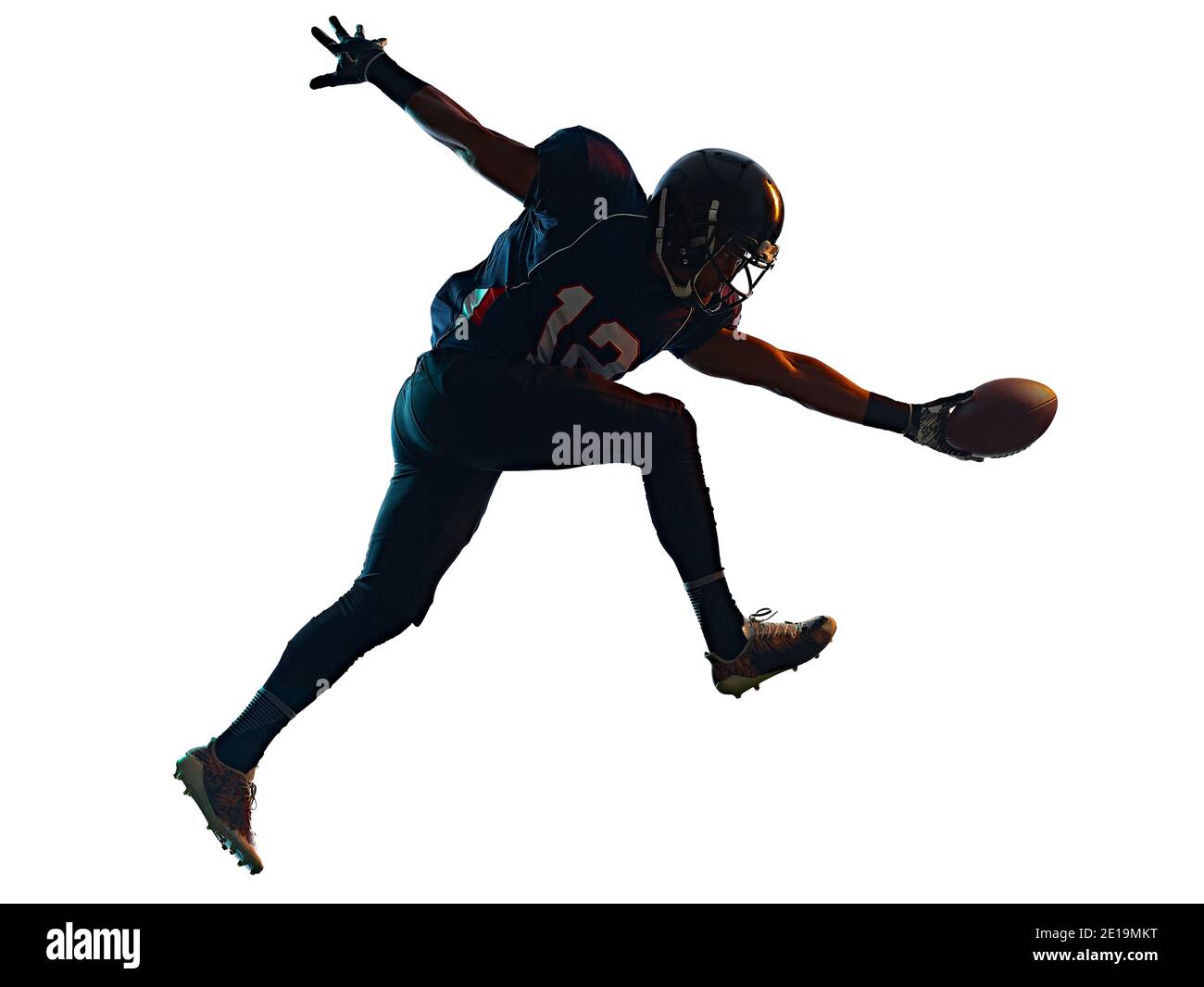 one afro american football player man in studio silhouette shadow ...