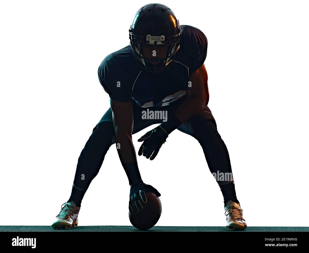 one afro american football player man in studio silhouette shadow ...