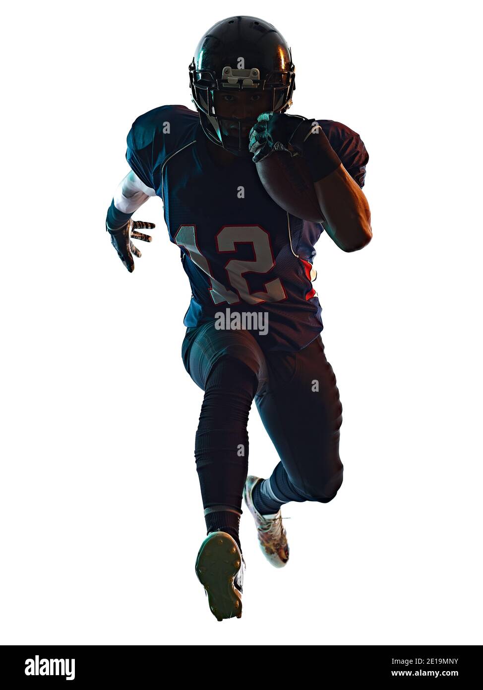 one afro american football player man in studio silhouette shadow ...