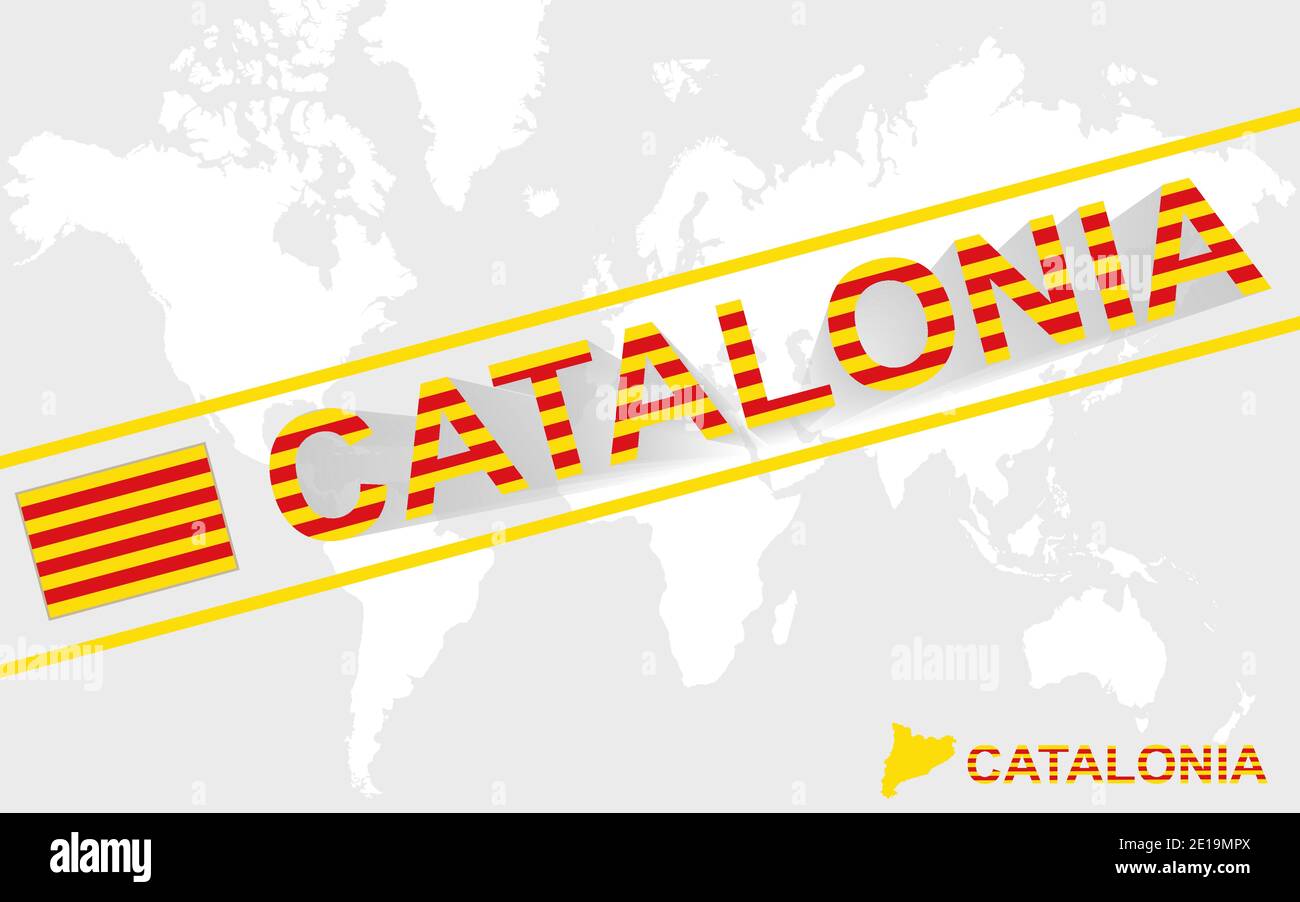 Catalonia map flag and text illustration, on world map Stock Vector ...