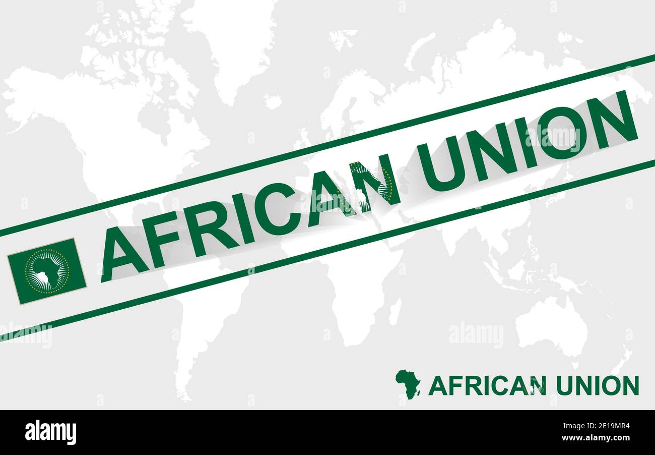 African Union map flag and text illustration, on world map Stock Vector ...