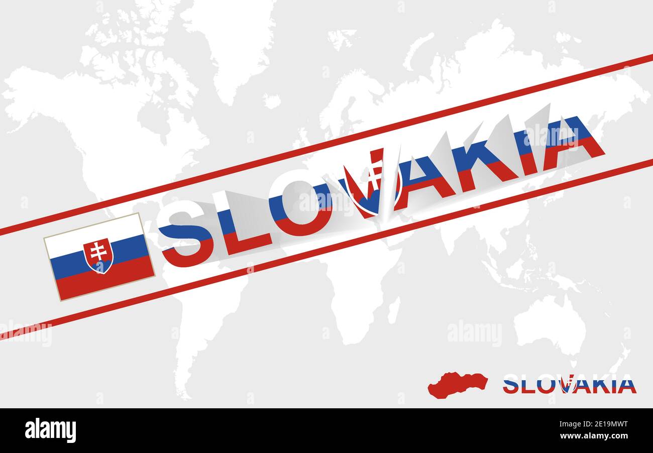 Slovakia map flag and text illustration, on world map Stock Vector ...
