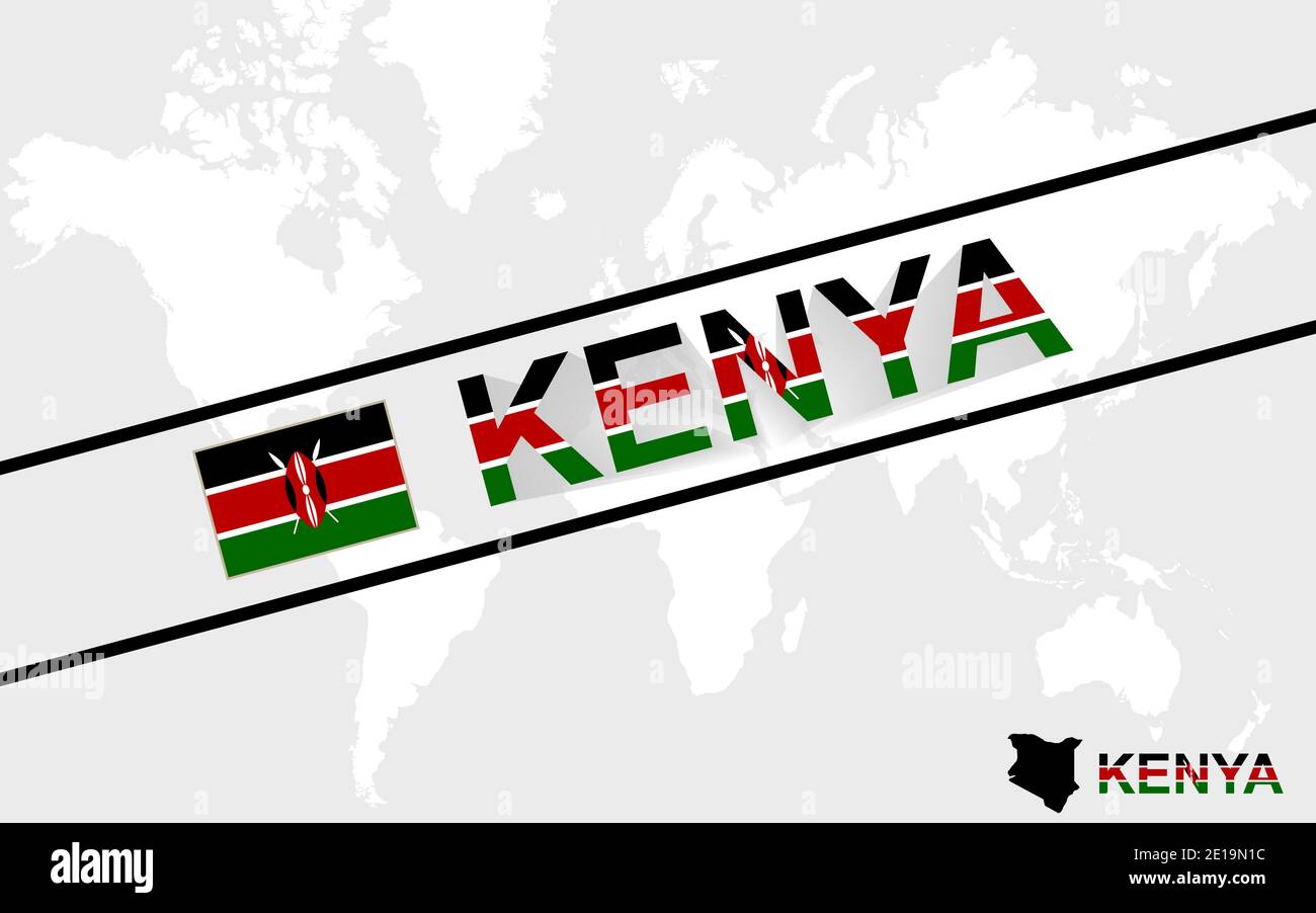 Kenya map flag and text illustration, on world map Stock Vector Image ...
