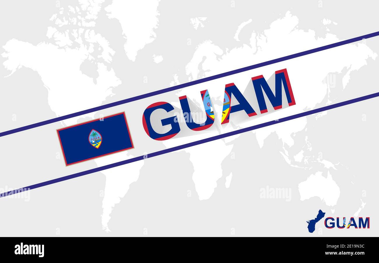 Guam map flag and text illustration, on world map Stock Vector Image ...