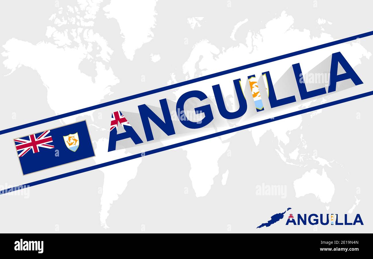 Anguilla map flag and text illustration, on world map Stock Vector ...