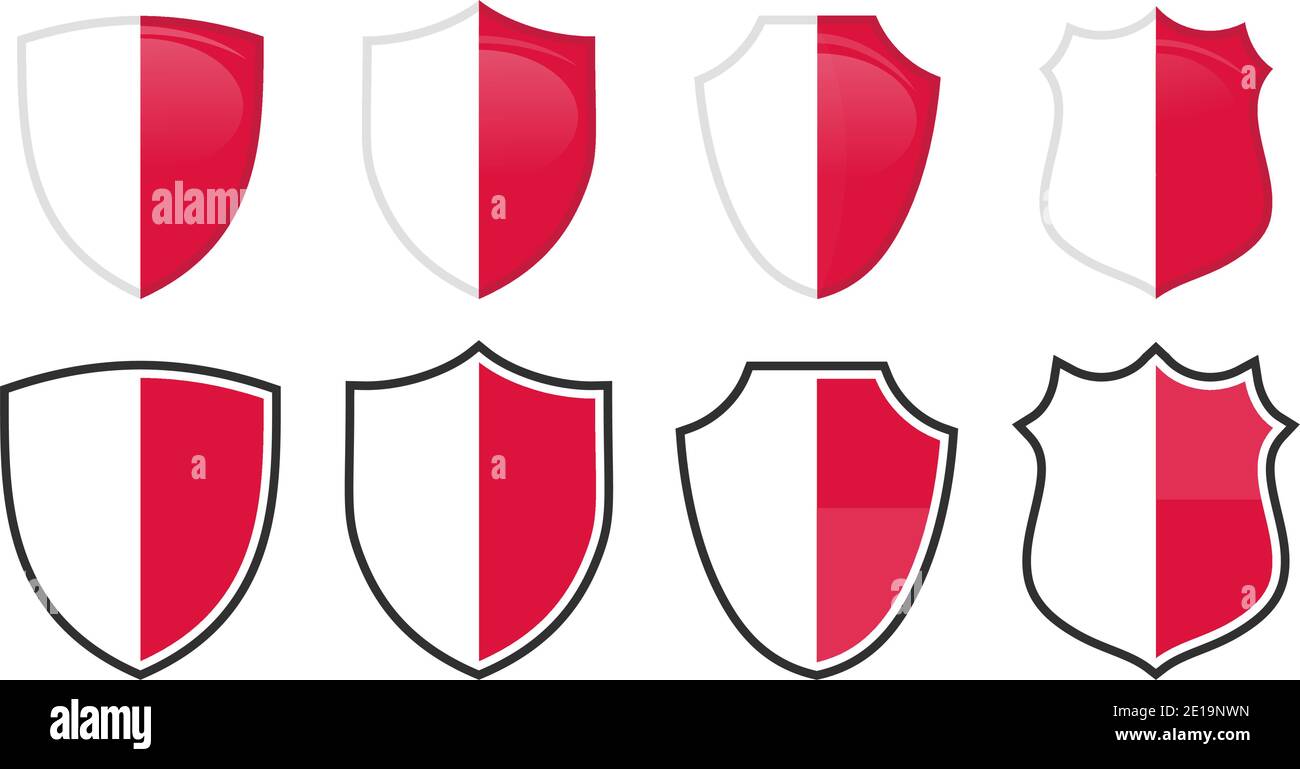 Vertical Polish flag in shield shape, four 3d and simple versions ...