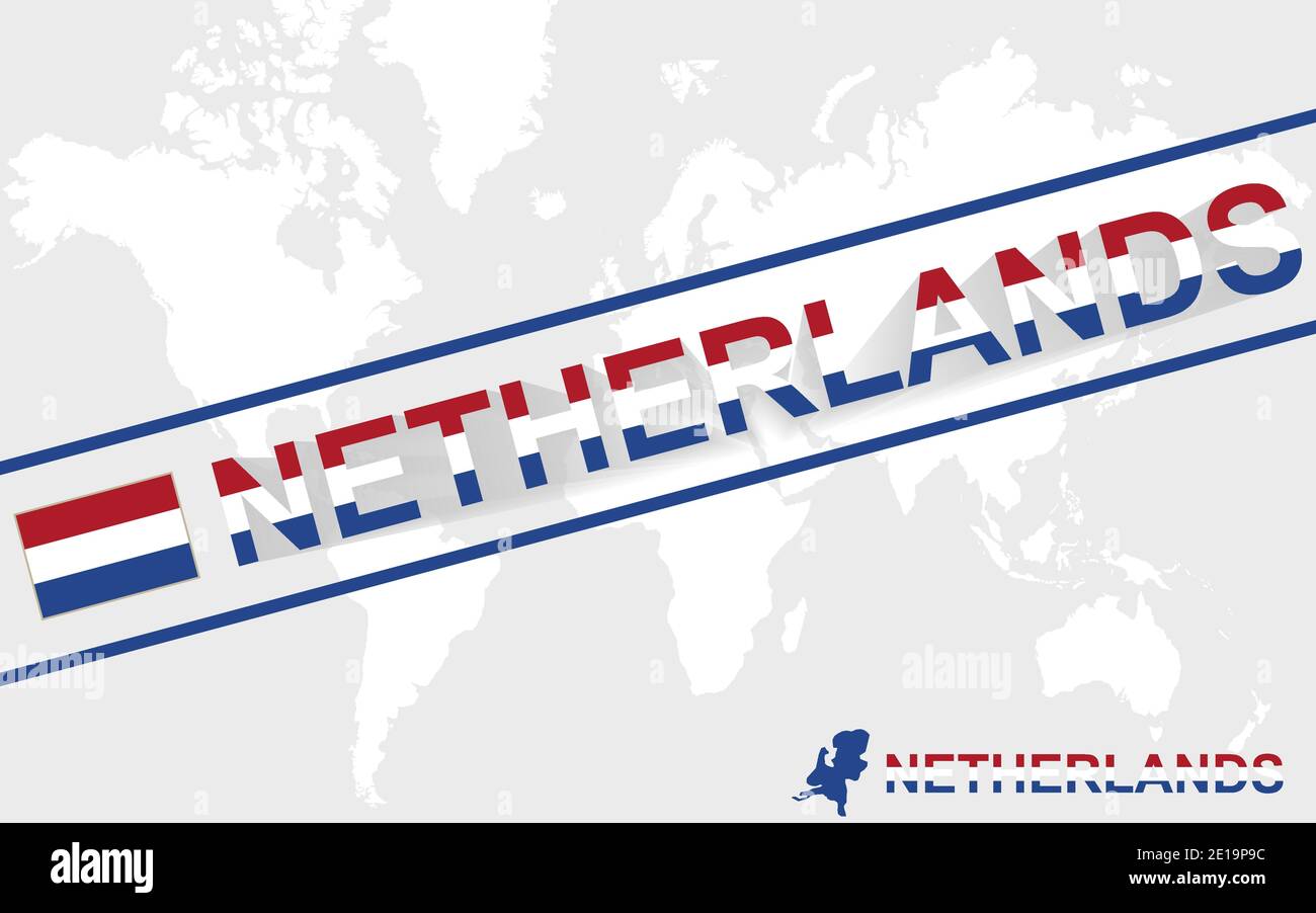 Netherlands map flag and text illustration, on world map Stock Vector ...