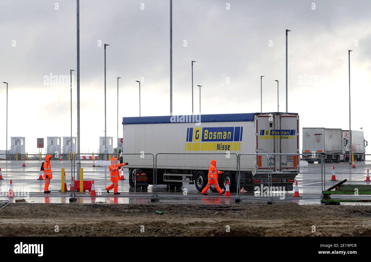 Freight traffic at the new Inland Border Facility at Sevington in ...