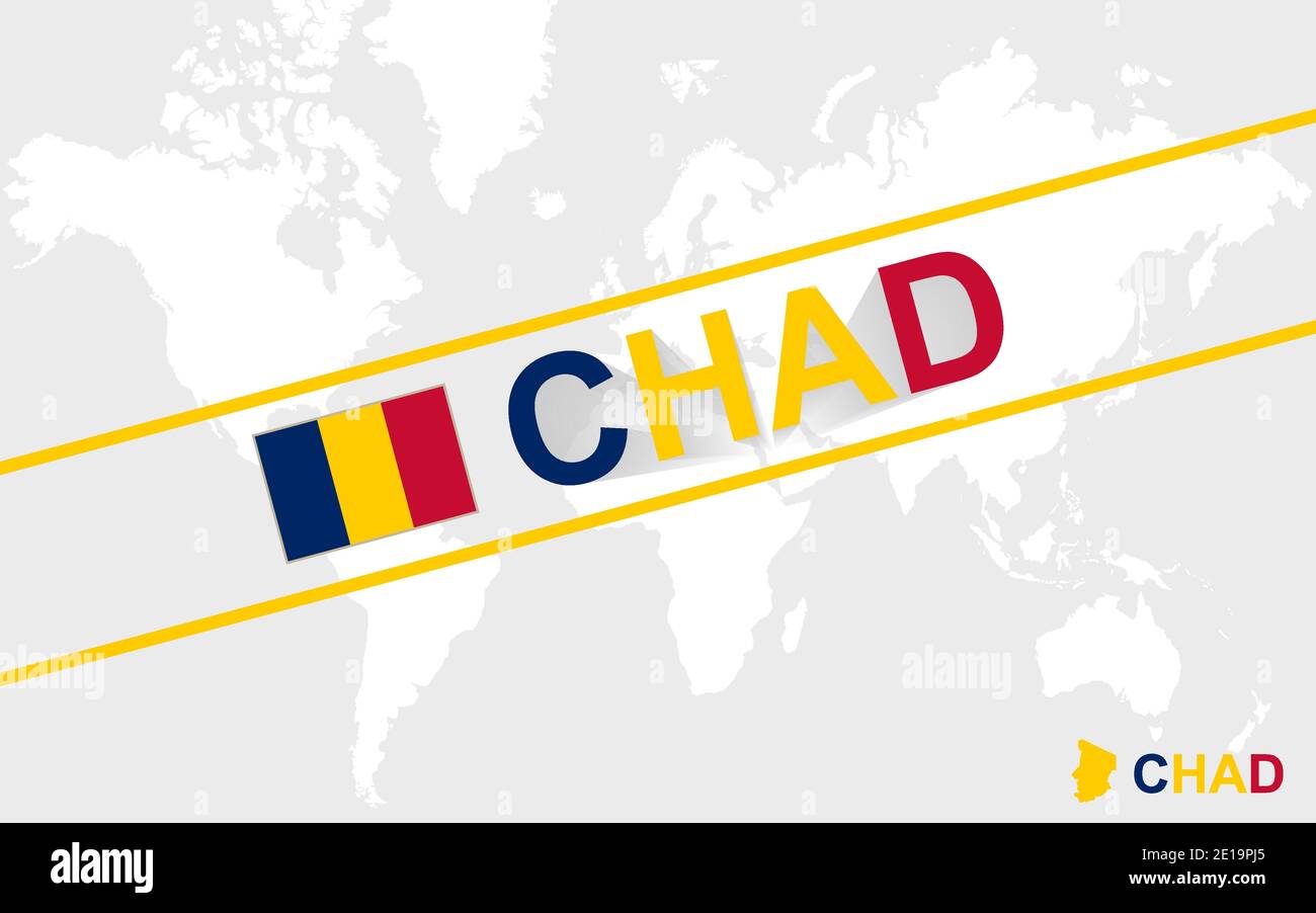 Chad map flag and text illustration, on world map Stock Vector Image ...