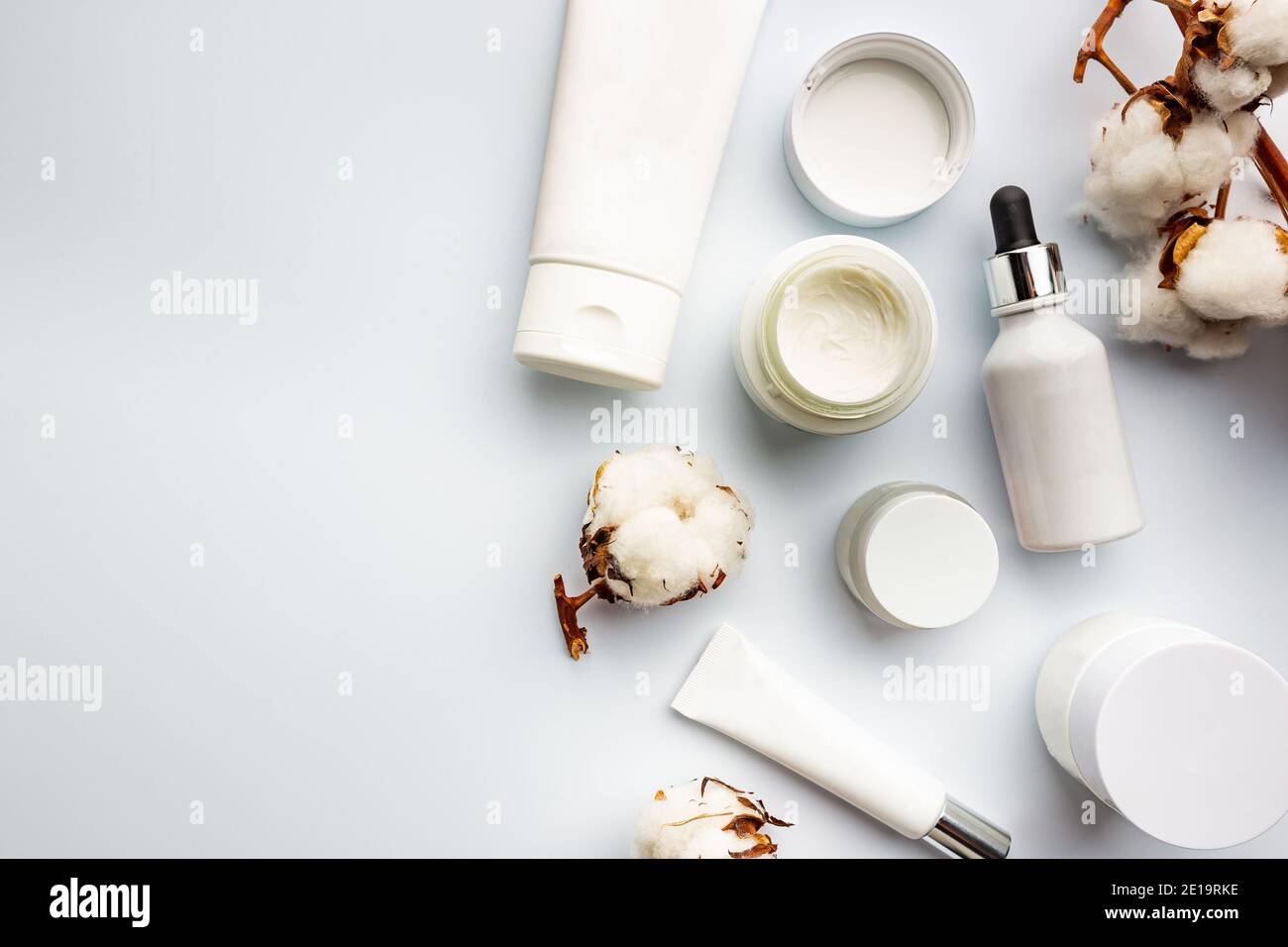 Flat lay composition with skin care products on white background Stock ...