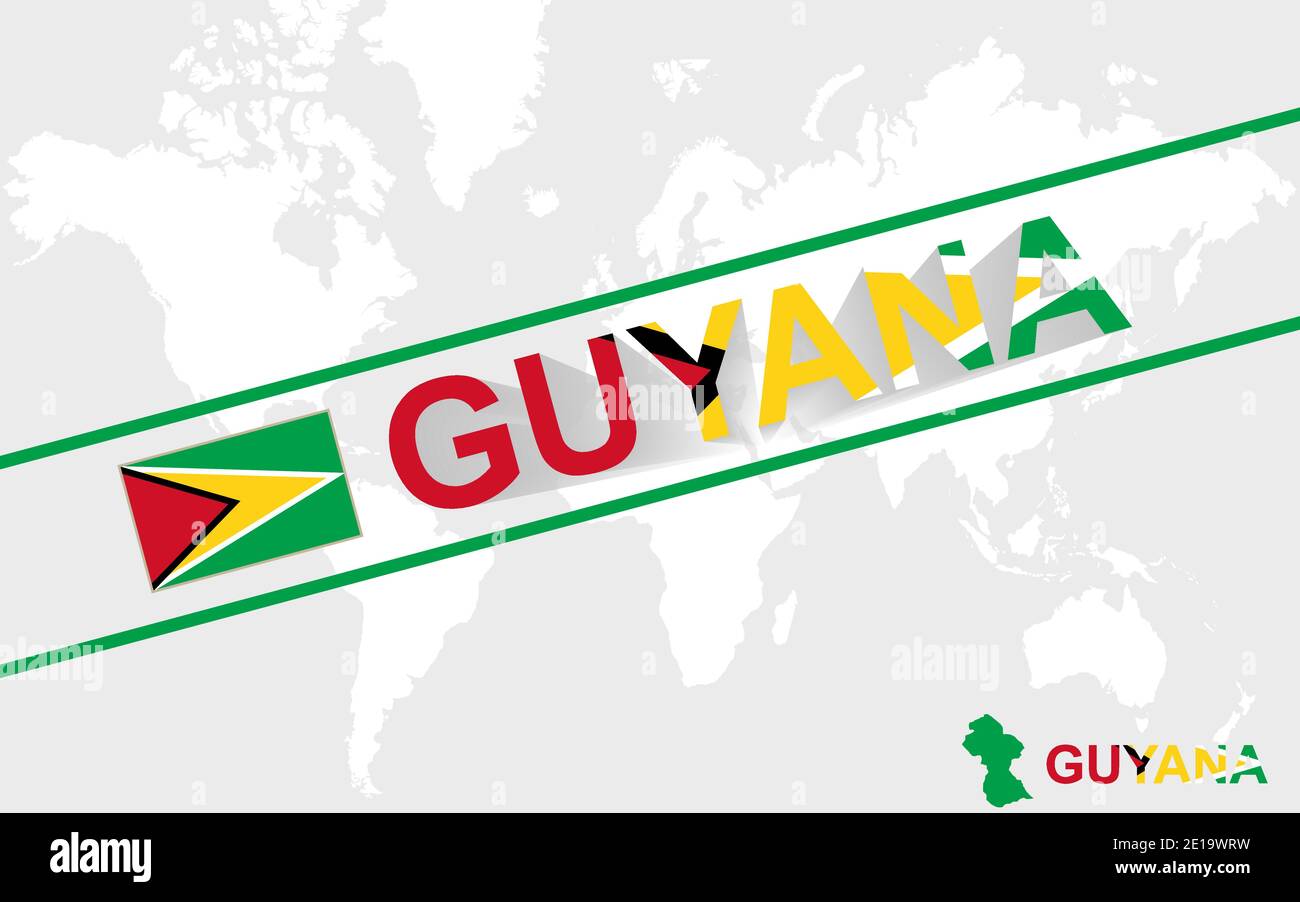 Guyana map flag and text illustration, on world map Stock Vector Image & Art - Alamy