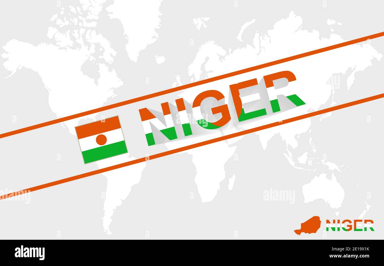 Niger map flag and text illustration, on world map Stock Vector Image ...