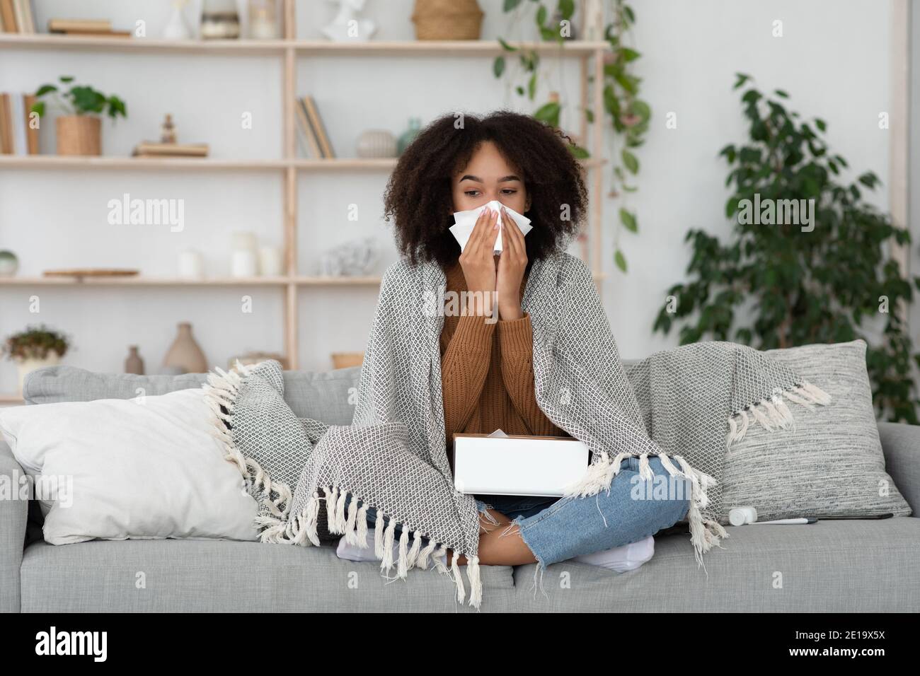 Feeling unwell, virus fever, first symptoms of illness and colds Stock ...