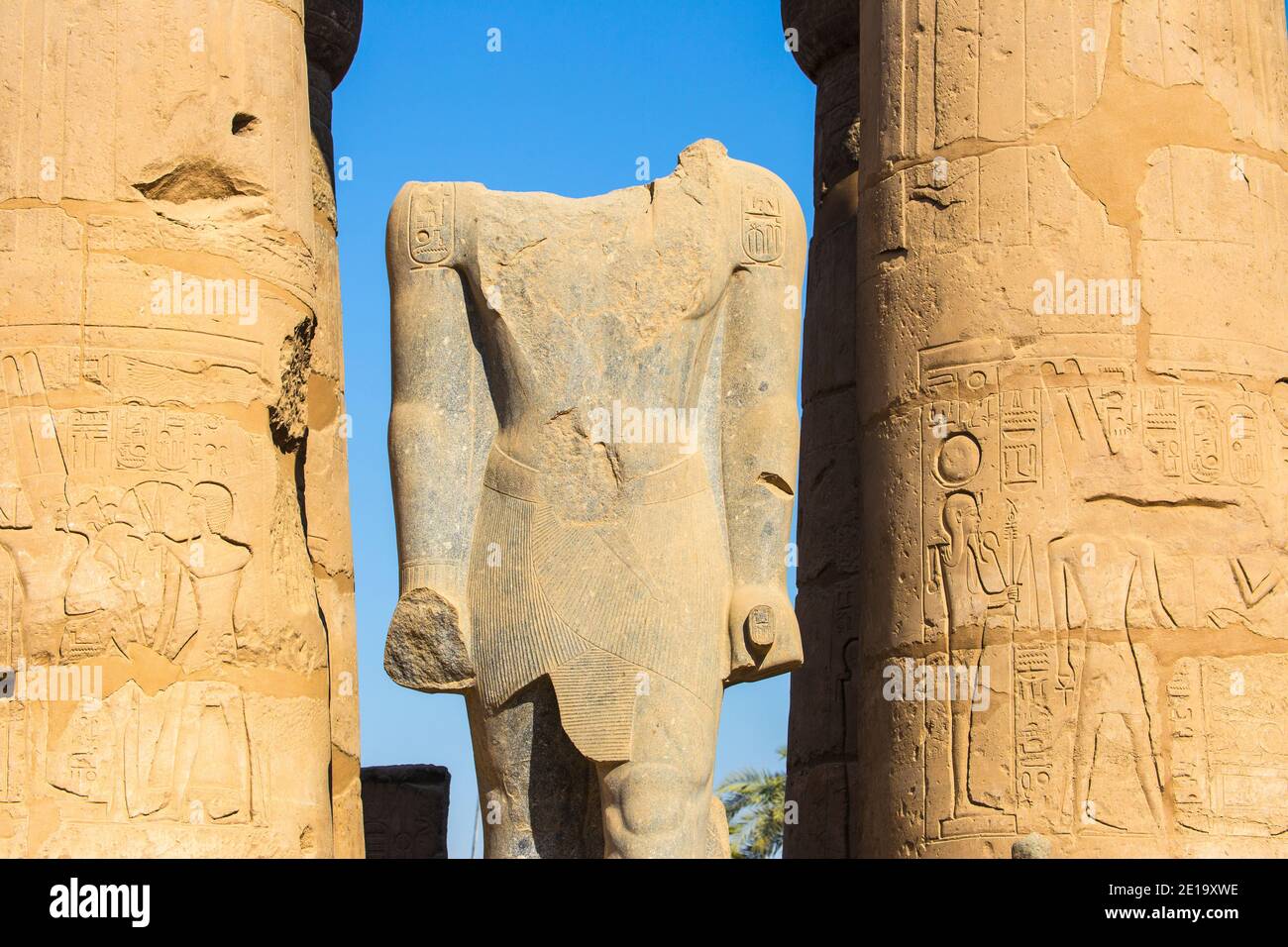Egypt, Luxor, Luxor Temple, headless colossi in The First Court Stock ...