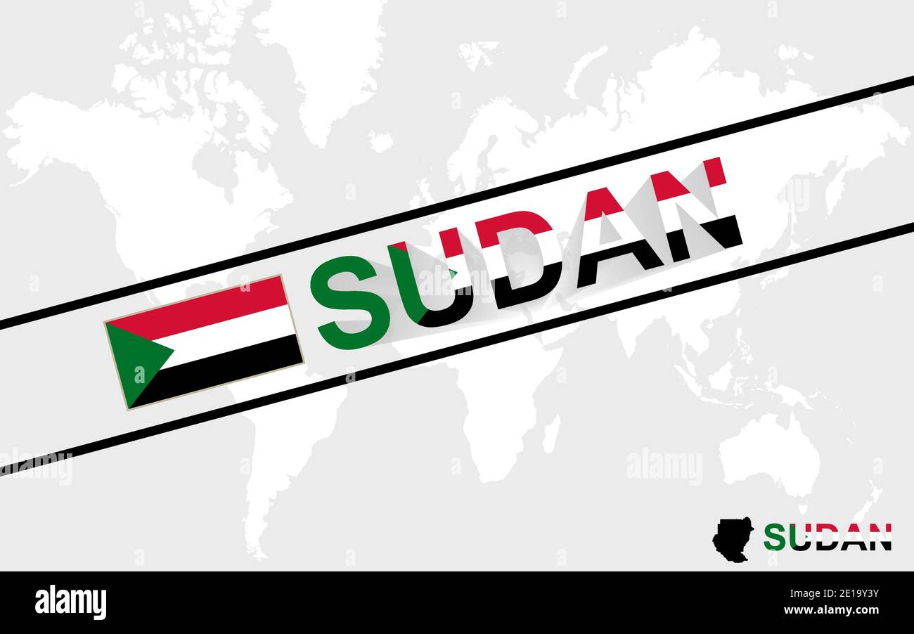 Sudan map flag and text illustration, on world map Stock Vector Image ...