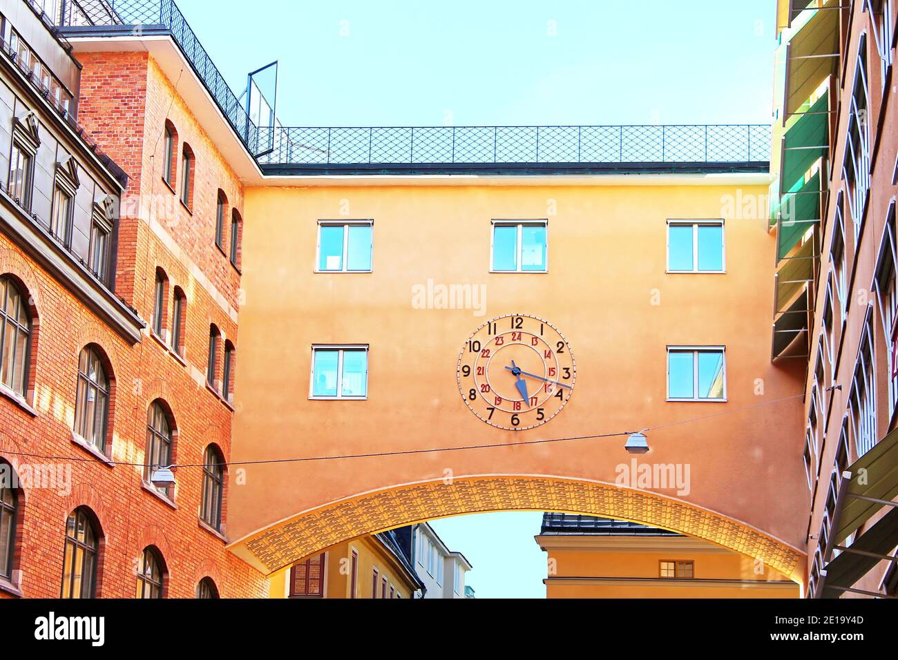 Old street clock on street in Stockholm, Sweden Stock Photo - Alamy