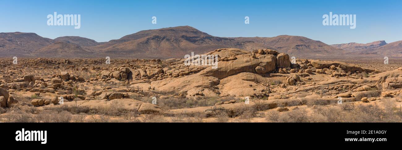 massive granite rock formation in the Erongo Mountains, Namibia Stock ...