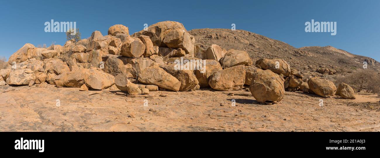 massive granite rock formation in the Erongo Mountains, Namibia Stock ...