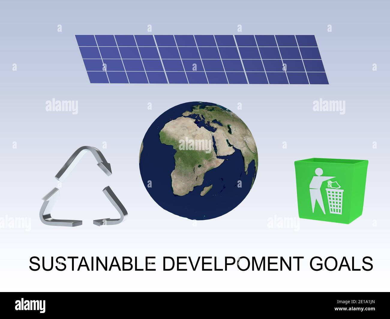 3D illustration of SUSTAINABLE DEVELPOMENT GOALS script under a 3D ...