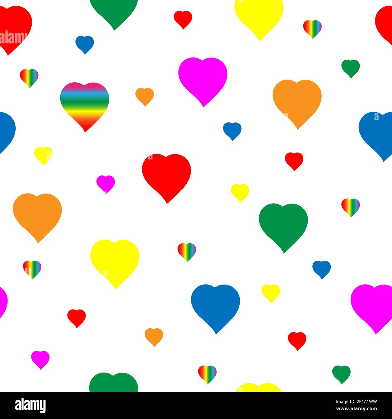 Multicolored and rainbow hearts. Seamless pattern. Vector background ...