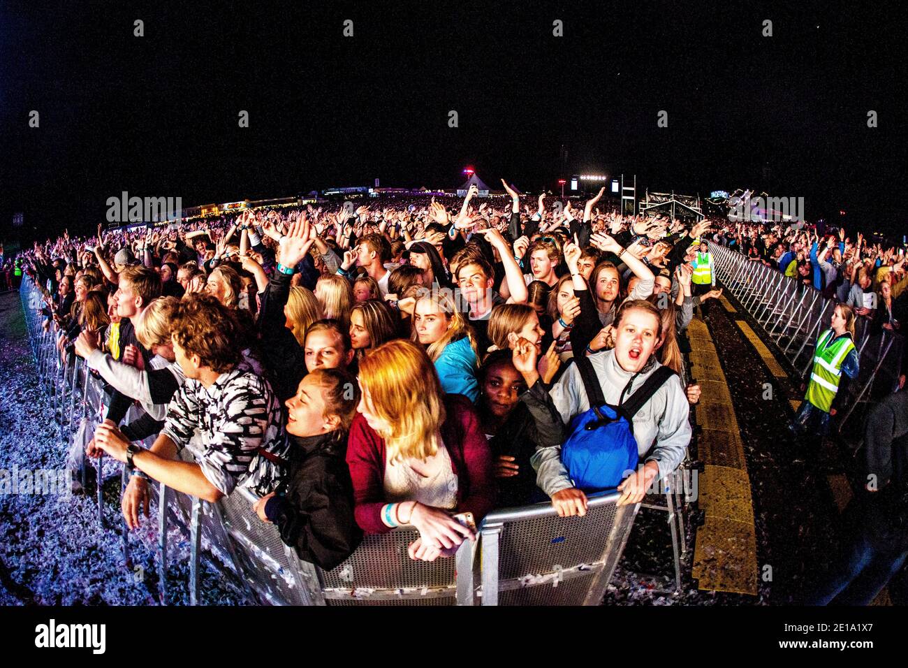 Odense, Denmark. 26th, June 2016. Concert and festival goers attend one ...