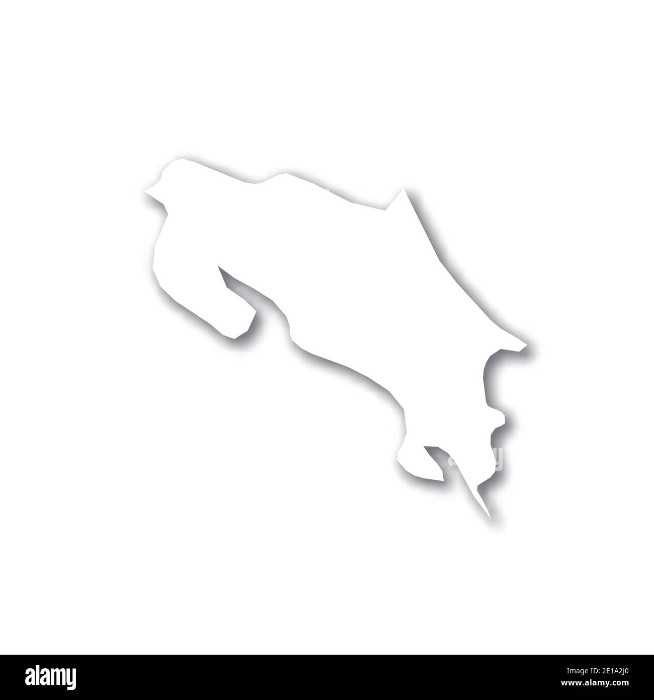 Costa Rica - white 3D silhouette map of country area with dropped ...