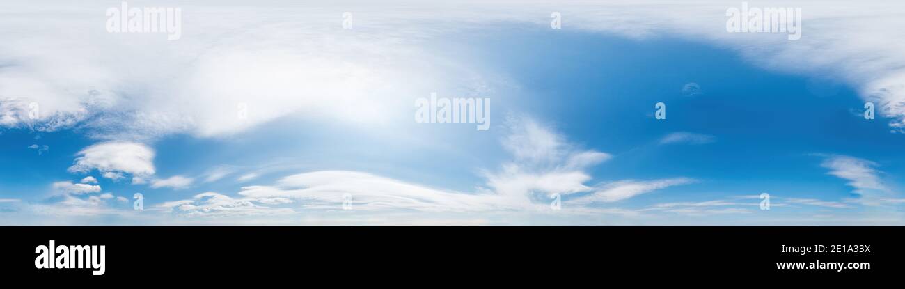 Seamless panorama of sky with light clouds in spherical equirectangular ...