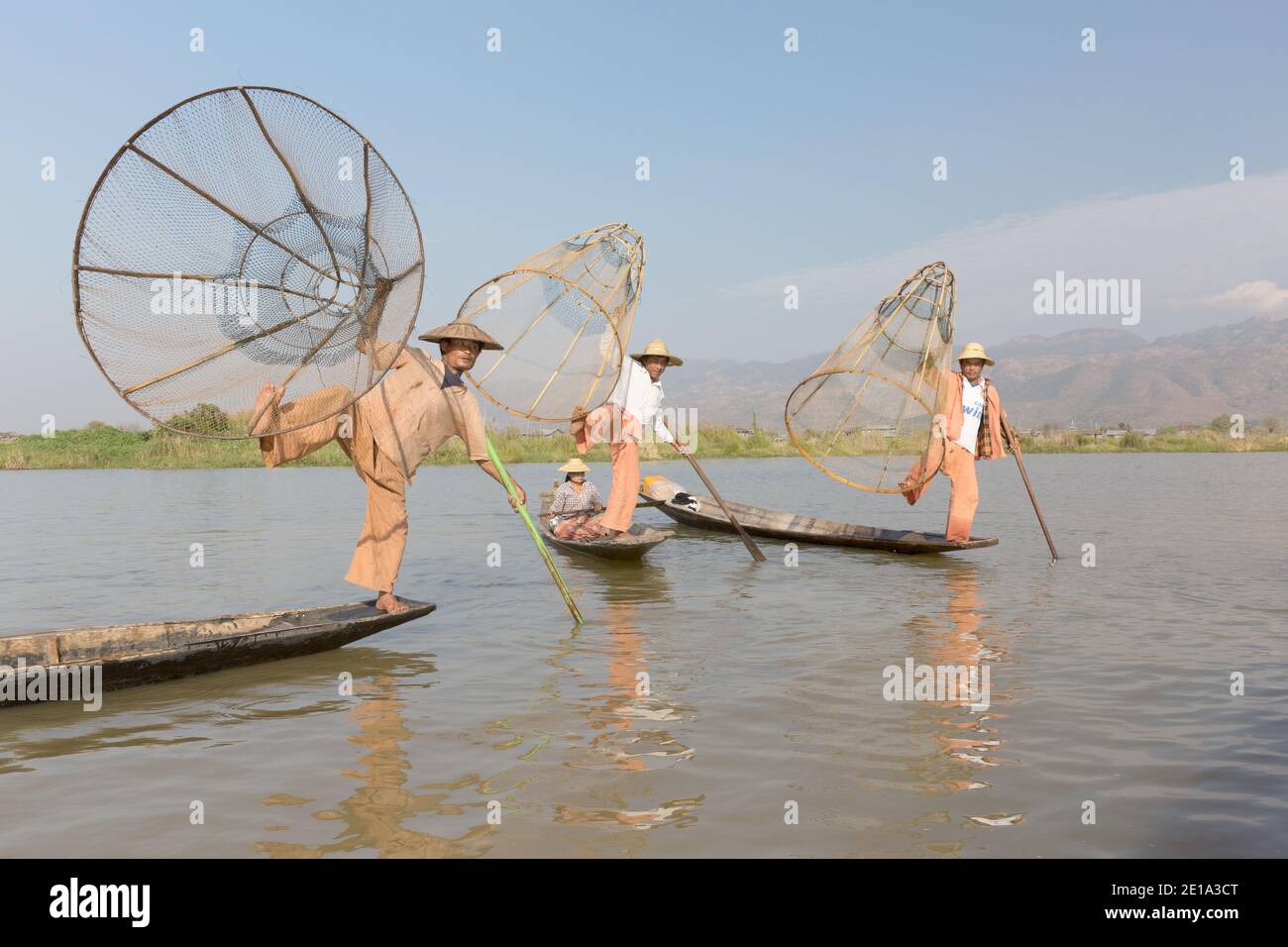 Intha Fishermen on Inle Lake Stock Photo - Alamy