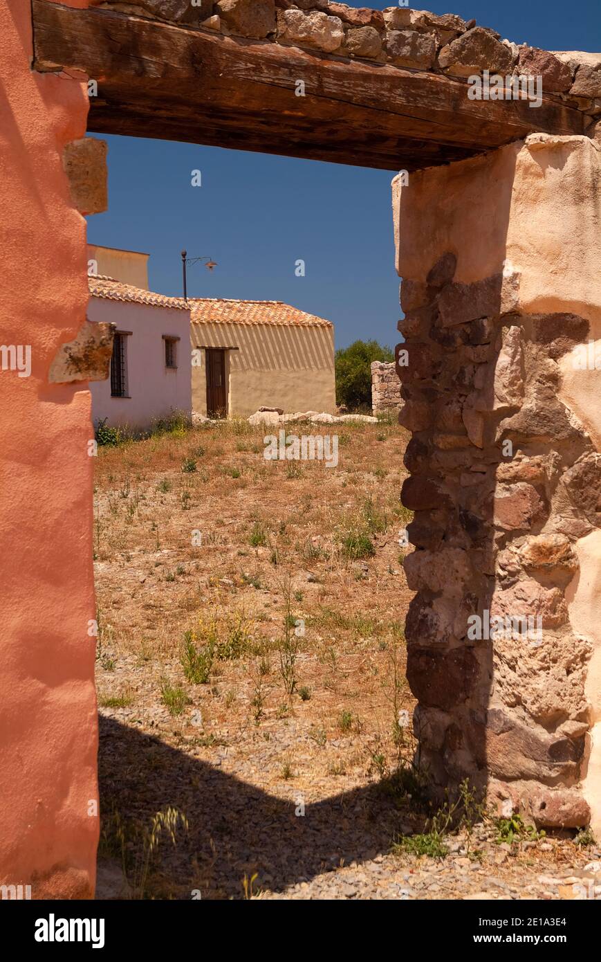 Tratalias, Sardinia, Italy - July 2011, medieval village, color houses ...