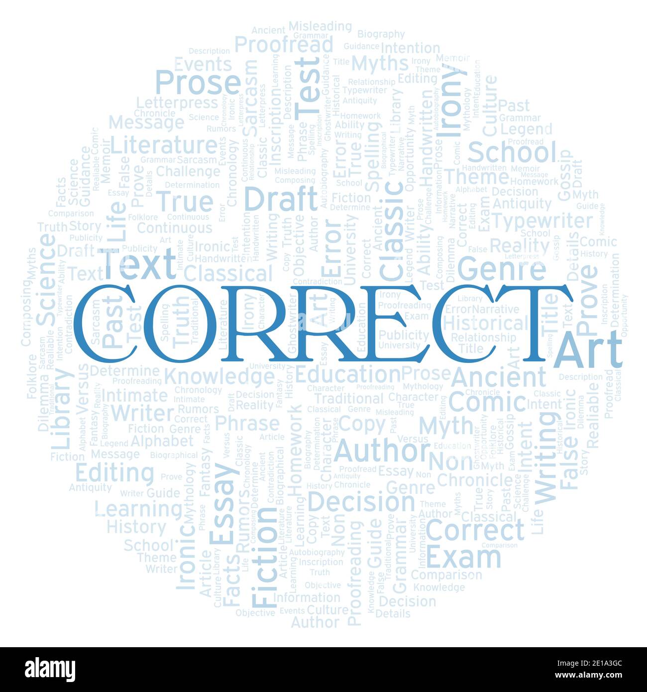 Correct typography word cloud create with text only Stock Photo - Alamy