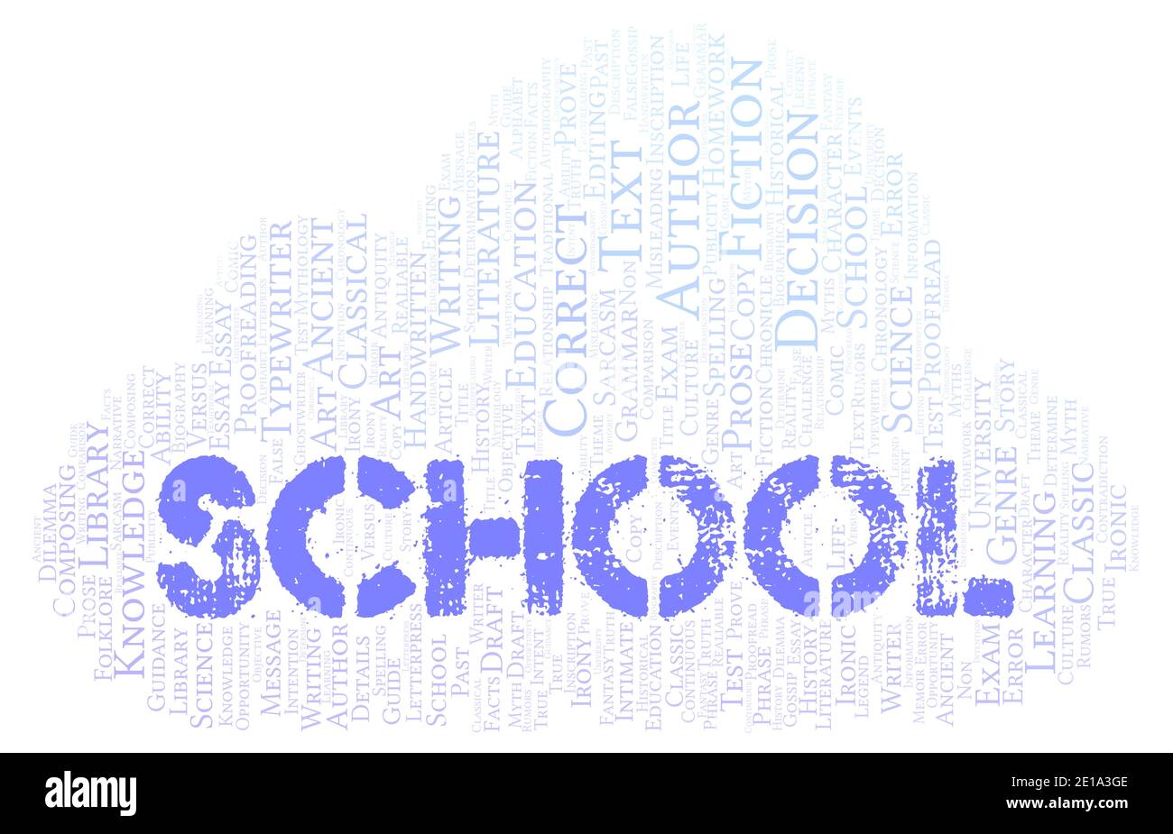 School typography word cloud create with text only Stock Photo - Alamy