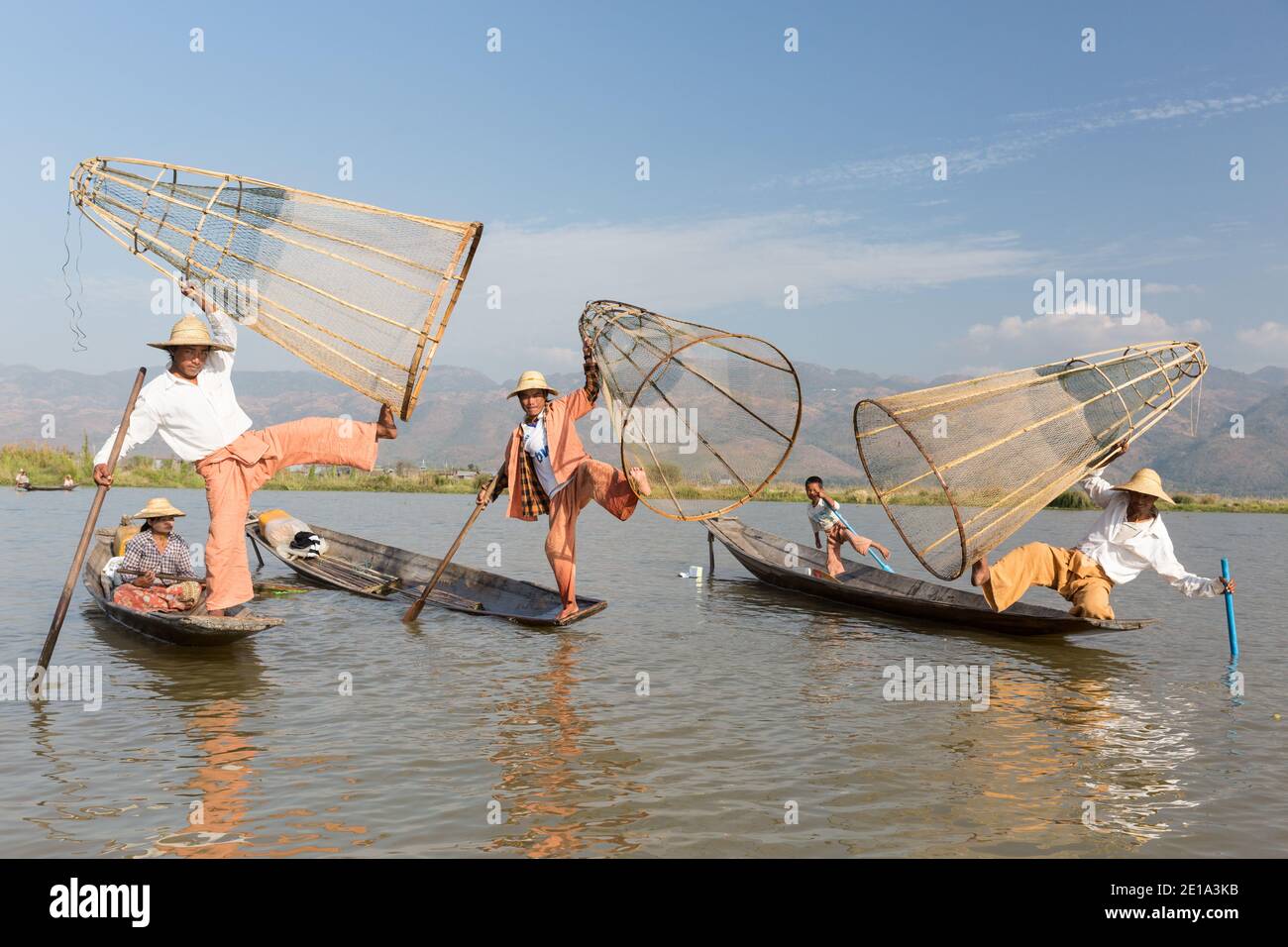Intha Fishermen on Inle Lake Stock Photo - Alamy