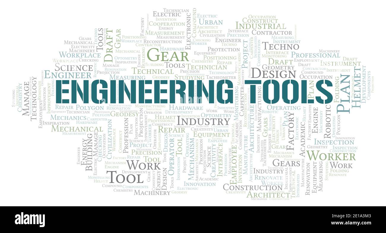 Engineering Tools typography word cloud create with text only Stock ...