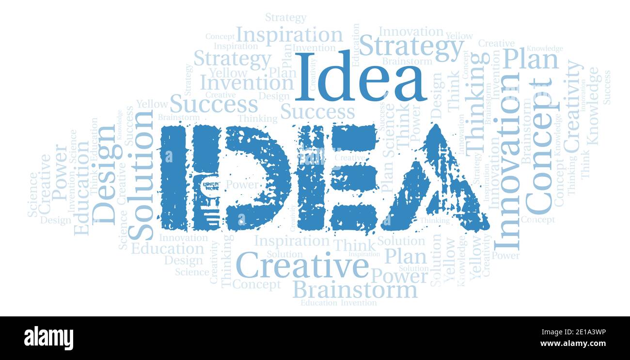 Idea typography word cloud create with text only Stock Photo - Alamy