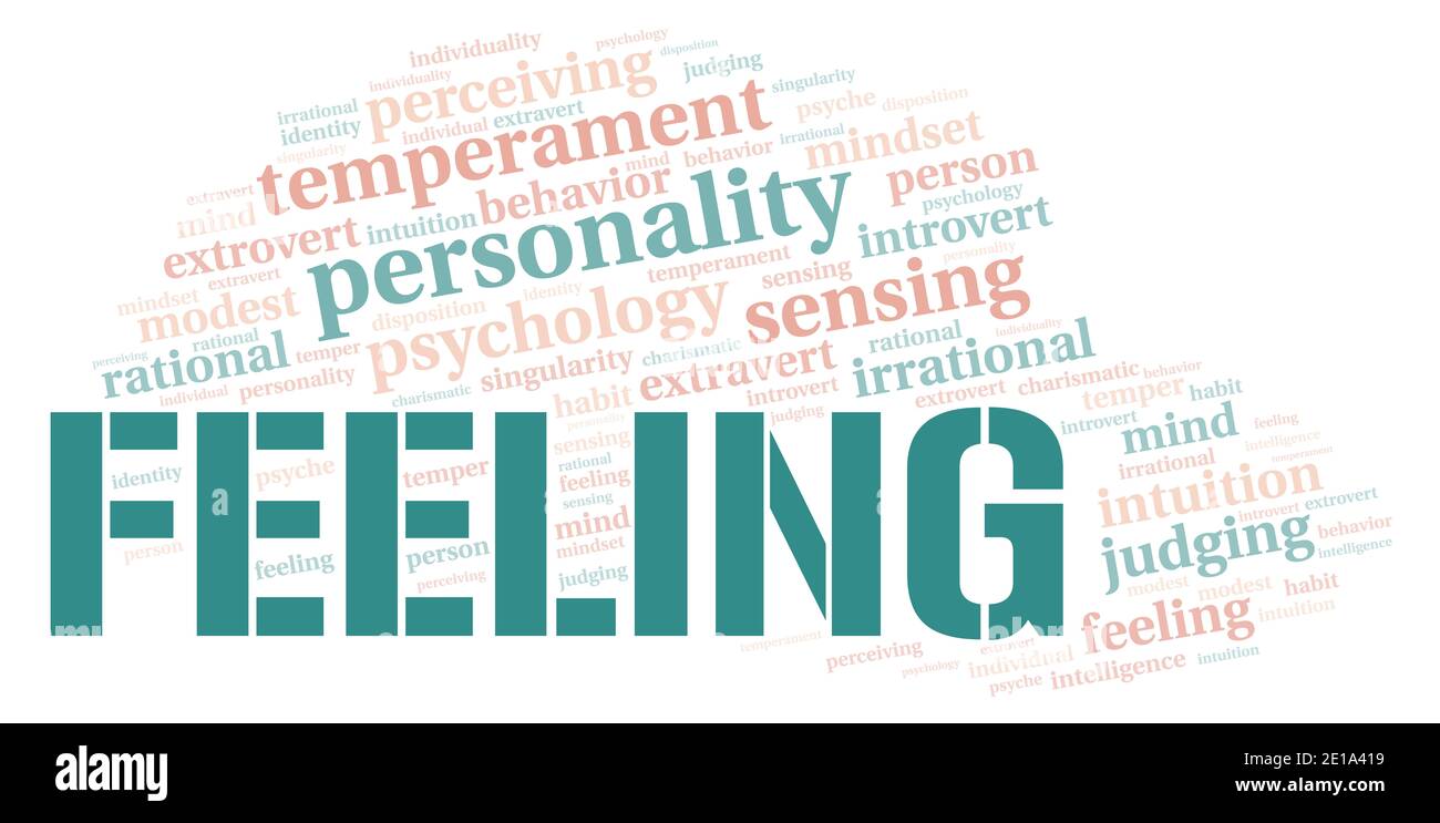 Feeling typography word cloud create with text only Stock Photo - Alamy