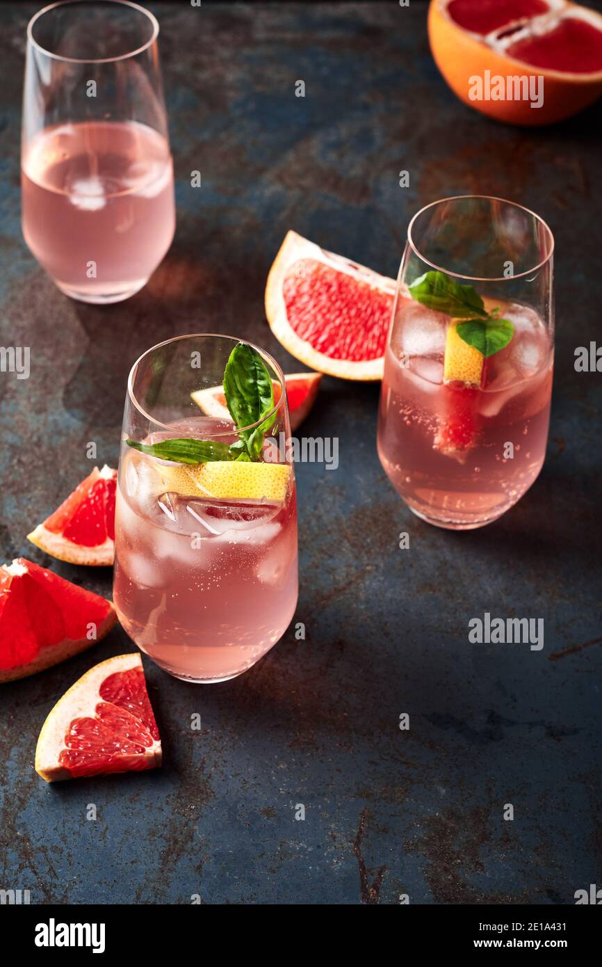 Refreshing citrus lemonade with grapefruit and basil Stock Photo - Alamy