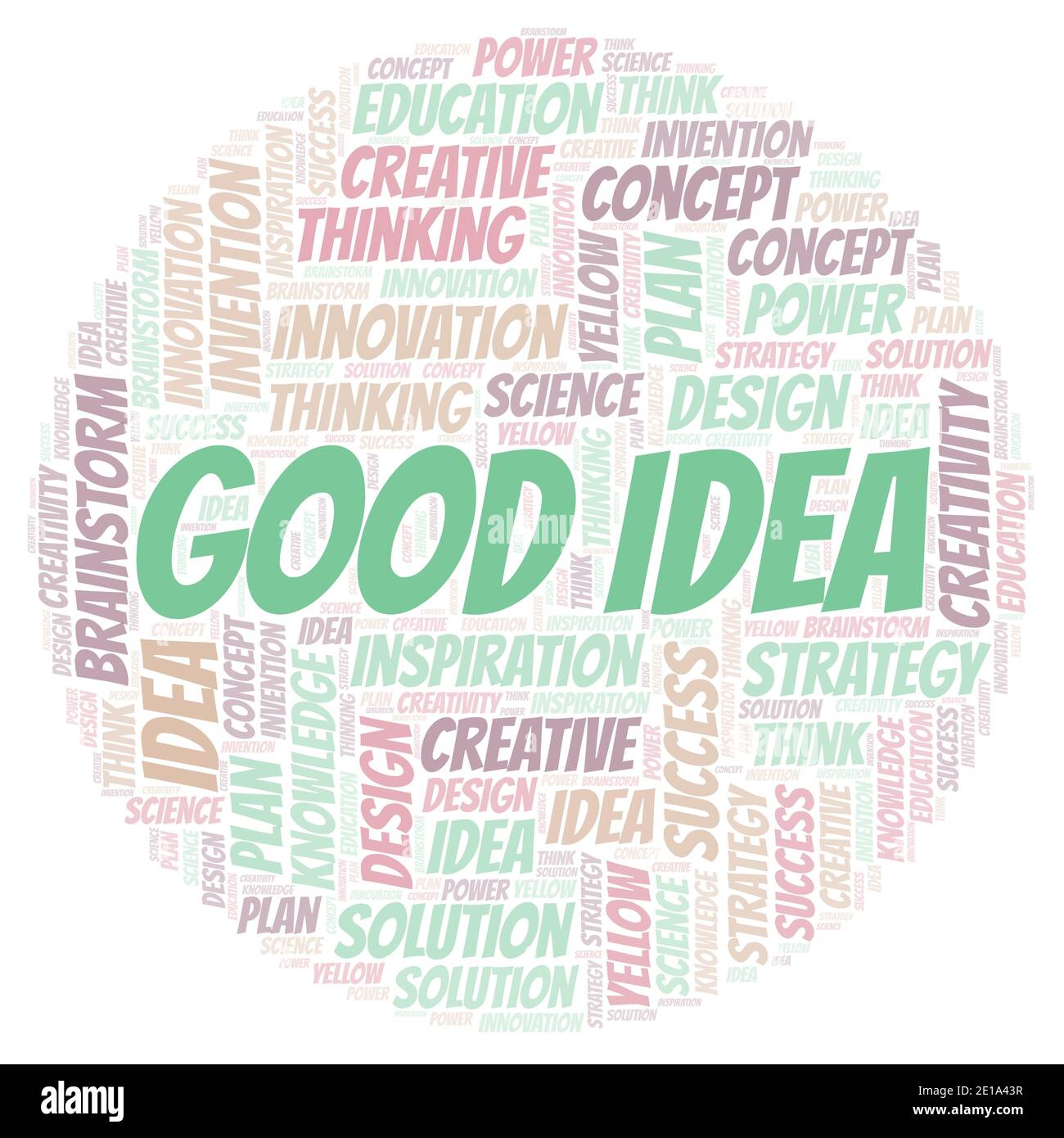 Good Idea typography word cloud create with text only Stock Photo - Alamy