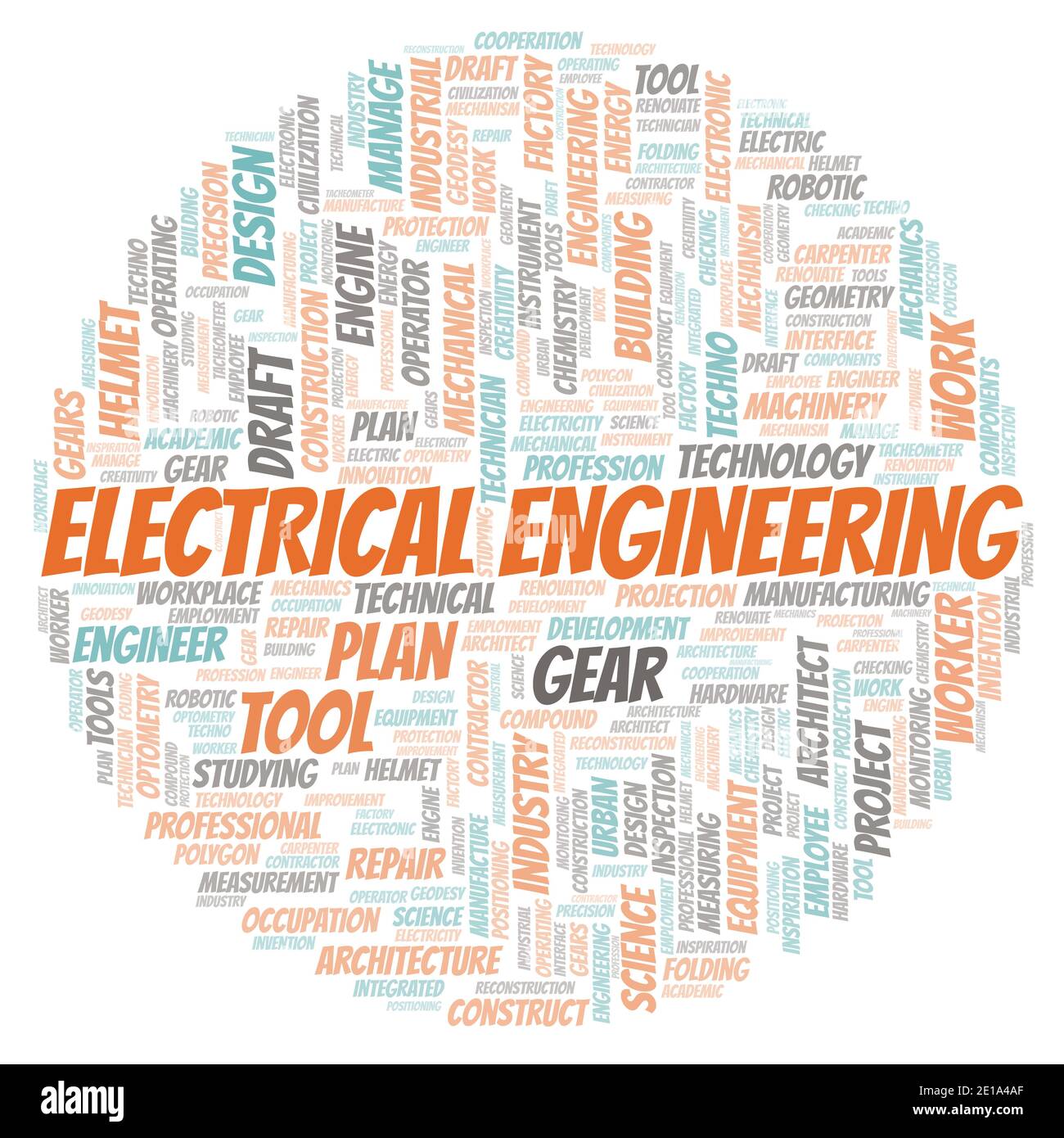 Electrical Engineering Typography Word Cloud Create With Text Only