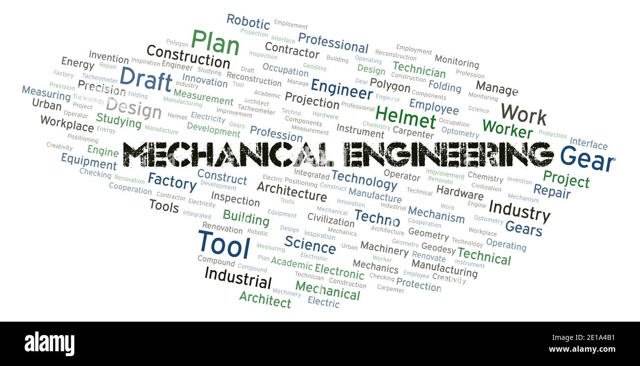 Mechanical Engineering typography word cloud create with text only ...