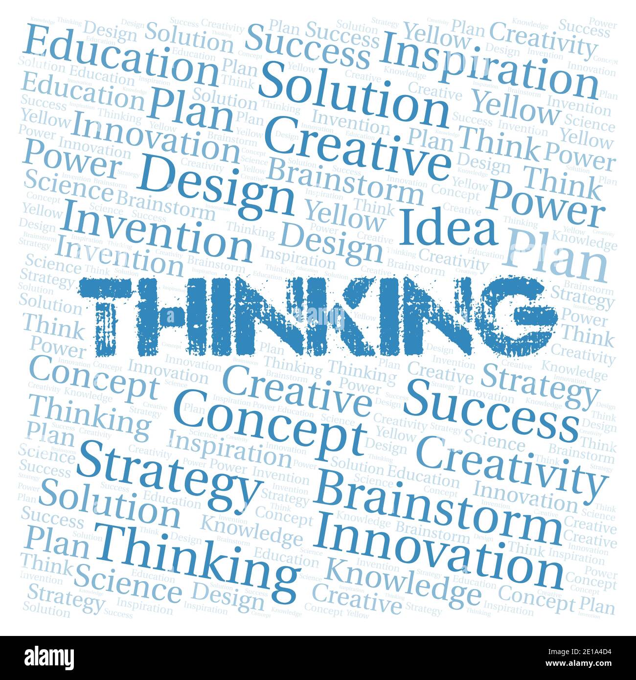 Thinking typography word cloud create with text only Stock Photo - Alamy