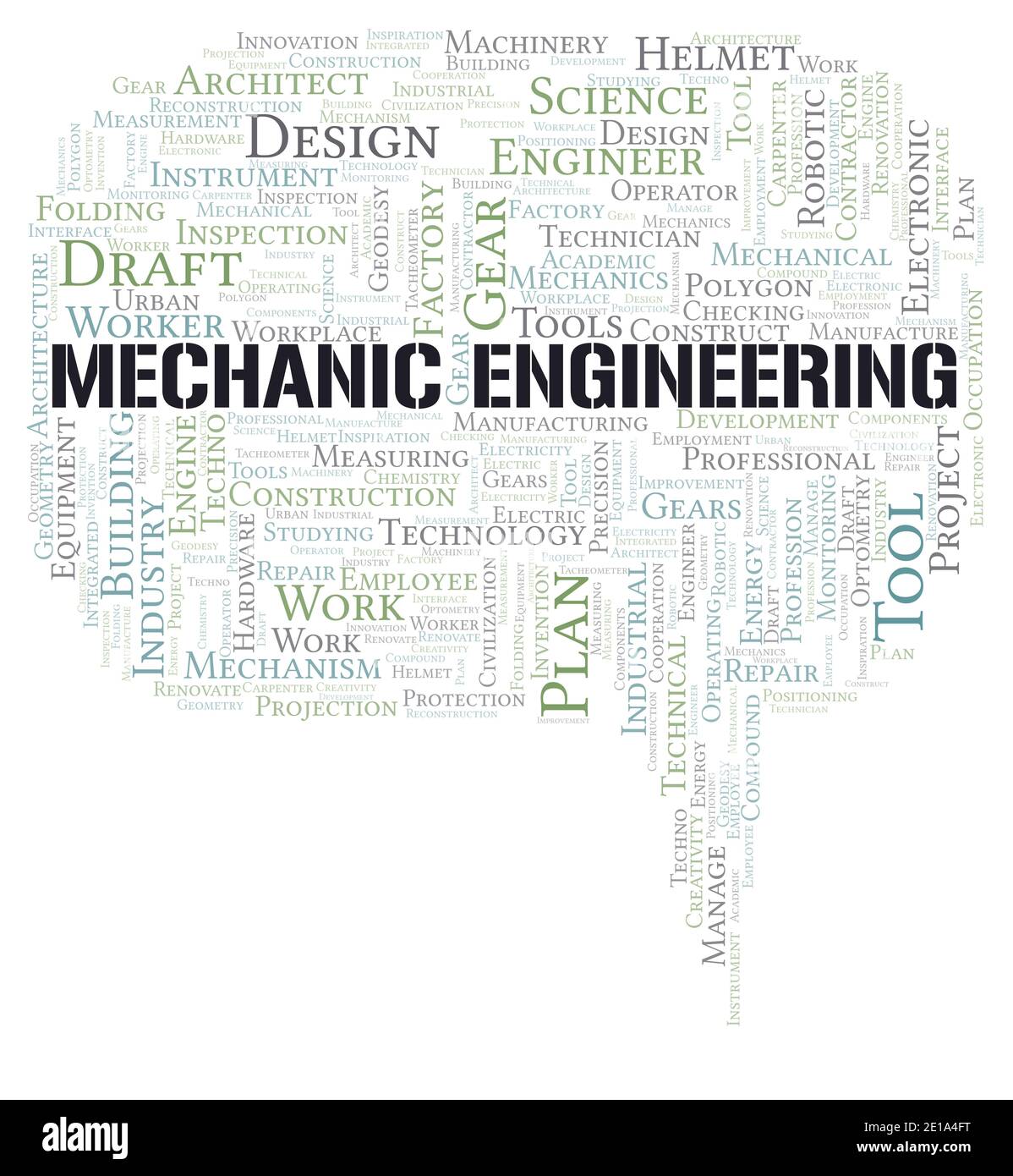 Mechanic Engineering typography word cloud create with text only Stock ...