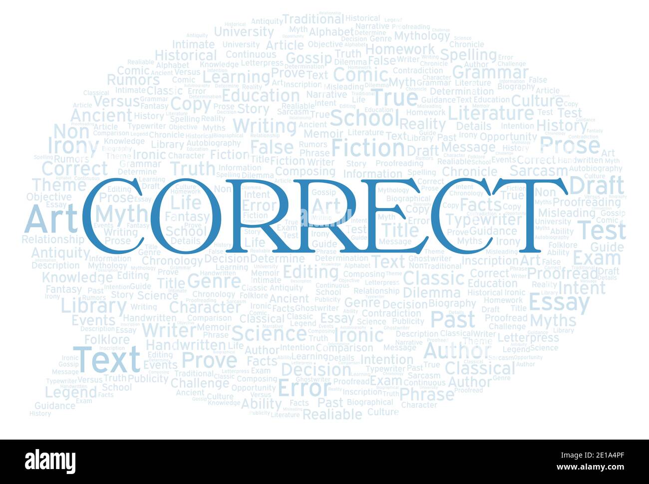 Correct typography word cloud create with text only Stock Photo - Alamy