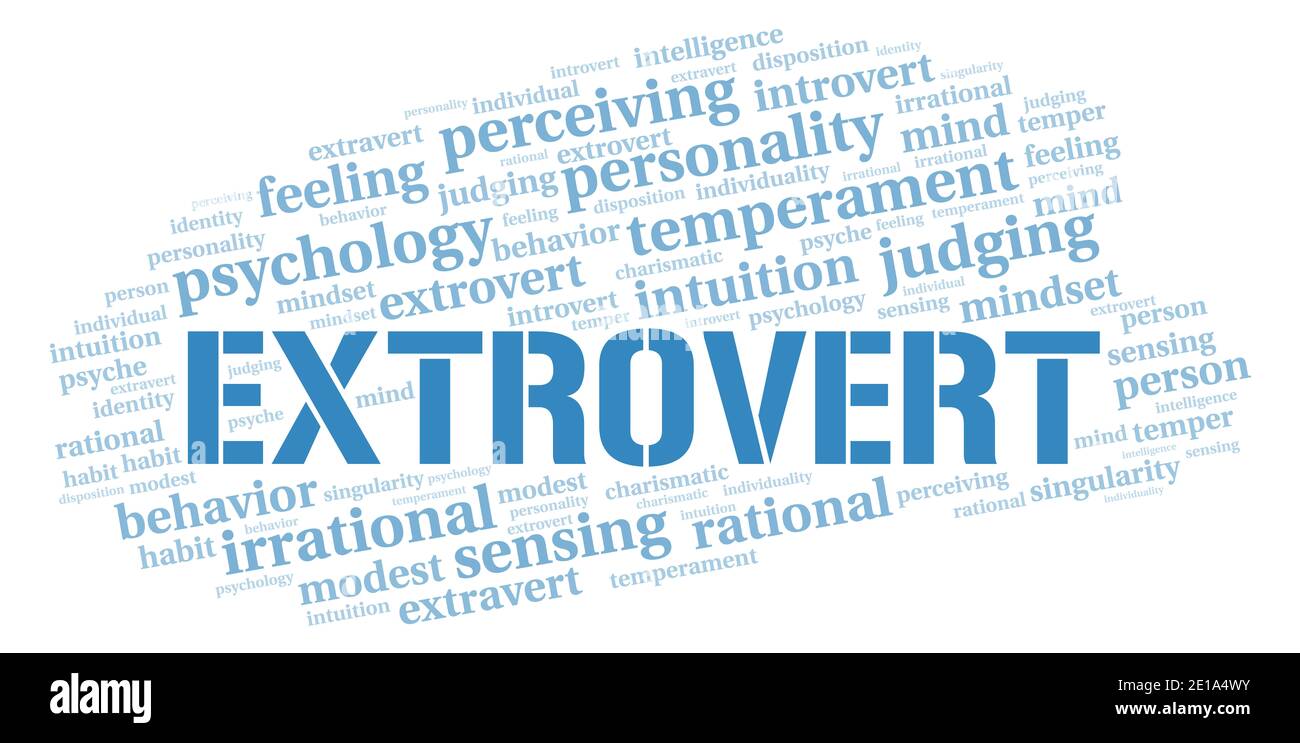 Extrovert typography word cloud create with text only Stock Photo - Alamy